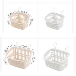 NFEGSIYA Bath Basket Plastic Hanging Shower Basket with Hook Makeup Organizer Basket for Bathroom Storage Holder Kitchen Holder (Color : Square White S)