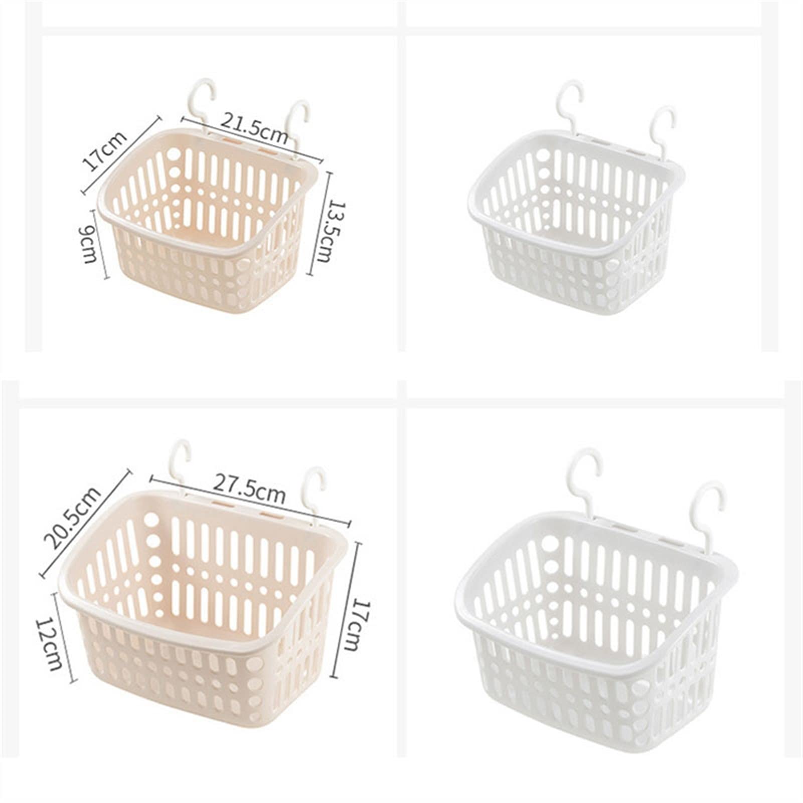 NFEGSIYA Bath Basket Plastic Hanging Shower Basket with Hook Makeup Organizer Basket for Bathroom Storage Holder Kitchen Holder (Color : Square White S)