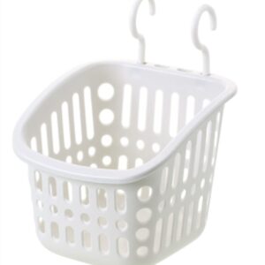 NFEGSIYA Bath Basket Plastic Hanging Shower Basket with Hook Makeup Organizer Basket for Bathroom Storage Holder Kitchen Holder (Color : Square White S)