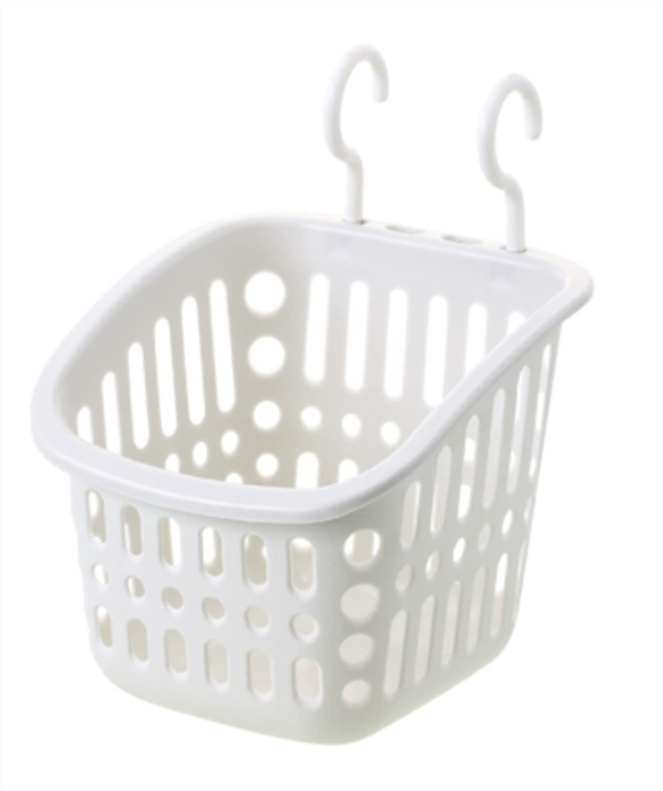 NFEGSIYA Bath Basket Plastic Hanging Shower Basket with Hook Makeup Organizer Basket for Bathroom Storage Holder Kitchen Holder (Color : Square White S)