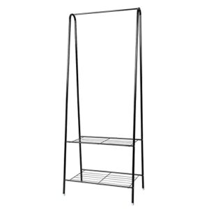 sengert closet organizer, black clothing rack with 2 tier storage shelf, wardrobe rack clothes rack with shoe rack for hanging clothes and storage