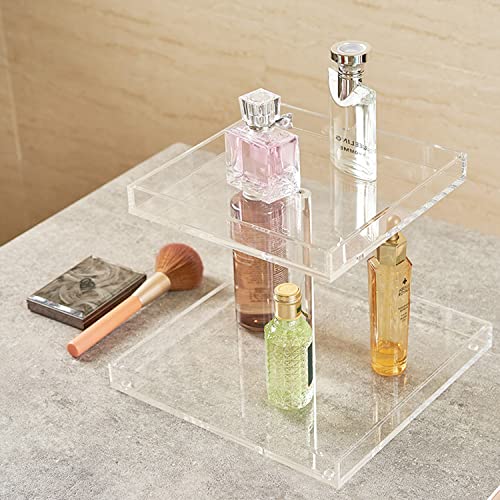 Perfume Organizer Display Tray Acrylic Handmade Large Vanity Trays Makeup Storage Holder Bathroom Organizer Countertop for Table Cabinet Kitchen Countertop