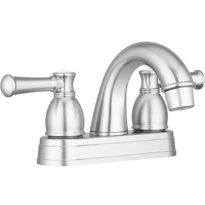 dura faucet rv designer two handle arc spout bathroom faucet (brushed satin nickel) - for recreational vehicles, motorhomes, travel trailers and more