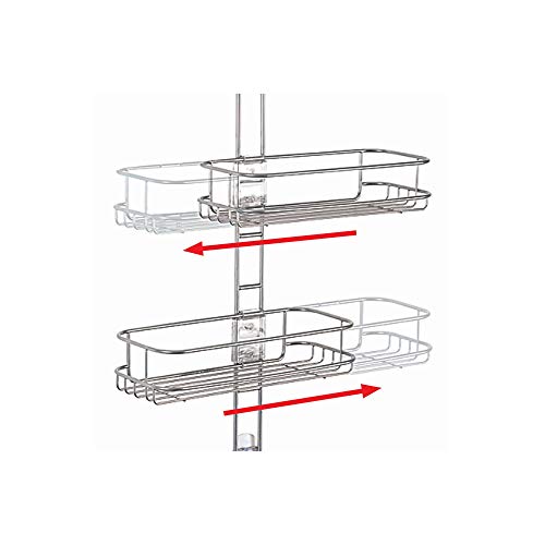 InterDesign Linea Adjustable Shower Caddy - Bathroom Storage Shelves for Shampoo, Conditioner and Soap, Silver