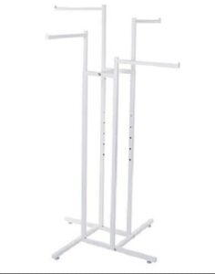 4-way clothing rack white straight arm garment retail display 48 - 72" h adjust