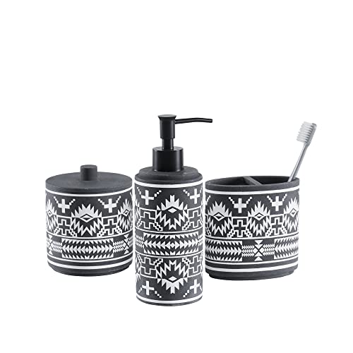 Pendleton – Spider Rock 3 Piece Bath Set – Lotion Dispenser, Toothbrush Holder, and Jar with Lid