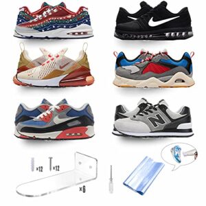 AOHMPT Clear Floating Shoe Display for Wall Mount-Floating Shoe Shelves to Showcase Sneaker Collection, Shoe Wall Shelf, Shoe Shelf for Wall, Sneaker Shelf with Shrink Wrap Bags (6 pack+)