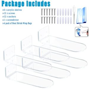 AOHMPT Clear Floating Shoe Display for Wall Mount-Floating Shoe Shelves to Showcase Sneaker Collection, Shoe Wall Shelf, Shoe Shelf for Wall, Sneaker Shelf with Shrink Wrap Bags (6 pack+)