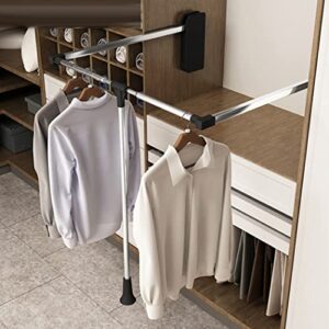 sxfywym adjustable pull down closet rod, heavy duty hanger for hanging clothes wardrobe rail lift organizer storage system, premium polished chrome, closet rods for hanging clothes, 660to890mm