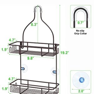 SMARTAKE Hanging Shower Caddy, Bathroom Over Head Shower Organizer for Shampoo, Anti-Swing Design 2 Tier Shower Caddy Storage for Toilet or Bathtub, Rustproof Brown 19.2"x 9.8"x4.7"