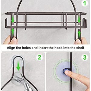 SMARTAKE Hanging Shower Caddy, Bathroom Over Head Shower Organizer for Shampoo, Anti-Swing Design 2 Tier Shower Caddy Storage for Toilet or Bathtub, Rustproof Brown 19.2"x 9.8"x4.7"