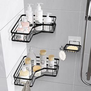 Amtiw 3 Pack Shower Storage Rack, Corner Shower Caddy with Soap Rack, No Drilling Traceless Adhesive Shower Box for Bathroom, Toilet, Kitchen, Bedroom