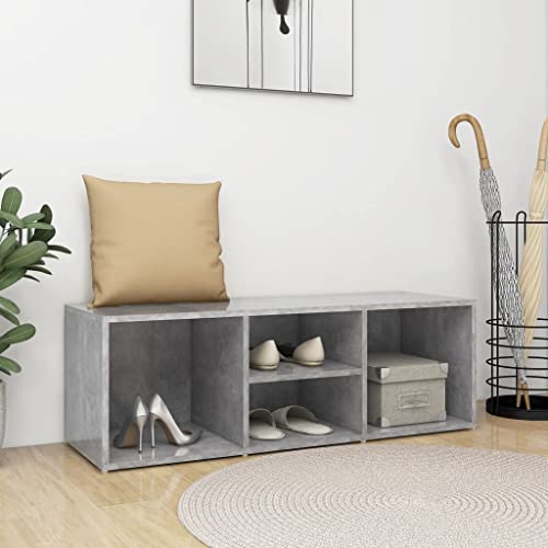 CUMYZO Shoe Storage Bench Concrete Gray 41.3"x13.8"x13.8" Engineered Wood 16.45kg/36.19ib Shoe Racks & Organizers