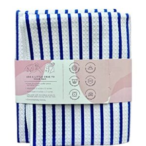 Crae Home Waffle Weave Pattern Microfiber Hand Towel Wash Cloth Set (Indigo/Poppie)