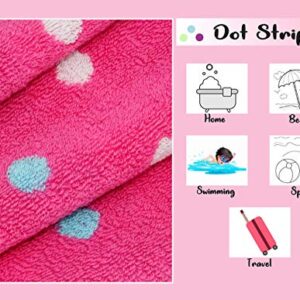 ORIGINAL KIDS 6 Piece Towel Set - Bath Time Sugar & Spice - 2 Bath Towels, 2 Hand Towels, 2 Washcloths in Bonus Tote Bag - 100% Cotton Jacquard Soft Absorbent Pool Beach Towel Gift - Pink Multicolor