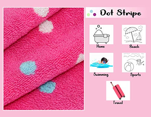 ORIGINAL KIDS 6 Piece Towel Set - Bath Time Sugar & Spice - 2 Bath Towels, 2 Hand Towels, 2 Washcloths in Bonus Tote Bag - 100% Cotton Jacquard Soft Absorbent Pool Beach Towel Gift - Pink Multicolor