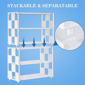 NiHome 3-Tier Stackable Shoe Rack Organizer - Adjustable, Lightweight and Expandable for Small Spaces, Holds 6 Pairs, Ideal for Closet, Hallway, Entryway, Bedroom (White)