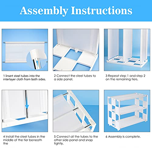 NiHome 3-Tier Stackable Shoe Rack Organizer - Adjustable, Lightweight and Expandable for Small Spaces, Holds 6 Pairs, Ideal for Closet, Hallway, Entryway, Bedroom (White)