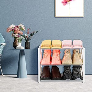 NiHome 3-Tier Stackable Shoe Rack Organizer - Adjustable, Lightweight and Expandable for Small Spaces, Holds 6 Pairs, Ideal for Closet, Hallway, Entryway, Bedroom (White)