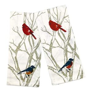 INDIA OVERSEAS Bird Watching Hand Towels: Colorful Artistic Wildlife Design, Set of 2