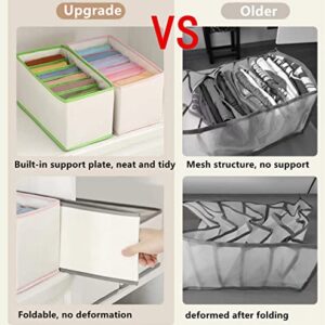 Nucucina Wardrobe Clothes Organizer, 7 Grids Foldable Visible Closet Organizer, Mesh Clothes Drawer Storage Box for Underwear, Socks, Scarves, Leggings, Skirts, T-shirts, Jeans (Gray*2pcs)