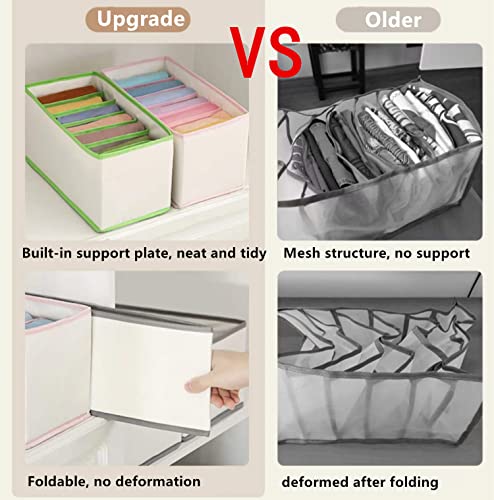 Nucucina Wardrobe Clothes Organizer, 7 Grids Foldable Visible Closet Organizer, Mesh Clothes Drawer Storage Box for Underwear, Socks, Scarves, Leggings, Skirts, T-shirts, Jeans (Gray*2pcs)