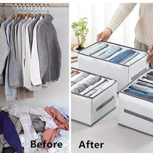 Nucucina Wardrobe Clothes Organizer, 7 Grids Foldable Visible Closet Organizer, Mesh Clothes Drawer Storage Box for Underwear, Socks, Scarves, Leggings, Skirts, T-shirts, Jeans (Gray*2pcs)