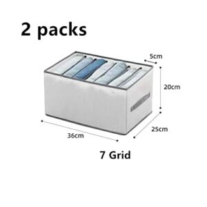 Nucucina Wardrobe Clothes Organizer, 7 Grids Foldable Visible Closet Organizer, Mesh Clothes Drawer Storage Box for Underwear, Socks, Scarves, Leggings, Skirts, T-shirts, Jeans (Gray*2pcs)