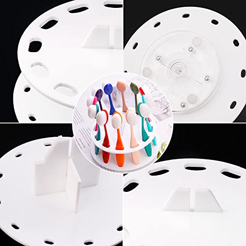 Yoseng 12 Hole Round Shape Drying Rack Storage Display Bracket Shelf Holder,Spinning Storage Caddy for Oval Ink Blending Brushes Blender（White）