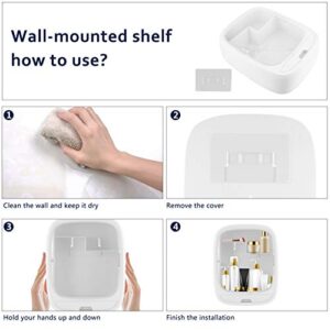 DOITOOL Wall- Mounted Cosmetic Storage Box Punch- Free Waterproof Makeup Organizer Cabinet Rack Medicine Holder Shelf for Home Bathroom Kitchen White