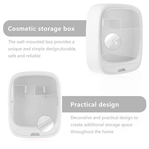 DOITOOL Wall- Mounted Cosmetic Storage Box Punch- Free Waterproof Makeup Organizer Cabinet Rack Medicine Holder Shelf for Home Bathroom Kitchen White