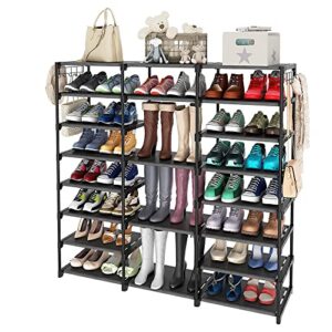 vizun 8 tier large shoe rack organizer, 45-50 pair shoes boots storage, metal shoe shelf closet, sturdy heavy duty shoe tower for entryway garage living room