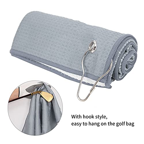 01 02 015 Soft Towel, Slender Soft Practical Cleaning Club Towel with Hook for Wipe Your Hands and Sweat for Women for Wipe Clubs for Men(Grey)