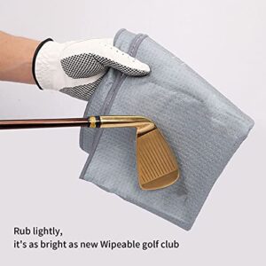 01 02 015 Soft Towel, Slender Soft Practical Cleaning Club Towel with Hook for Wipe Your Hands and Sweat for Women for Wipe Clubs for Men(Grey)