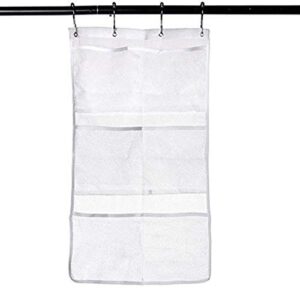 6-pocket bathroom save space tub with 4 rings shower hanging mesh organizer caddy storage bag quick dry hanging caddy and bath organize