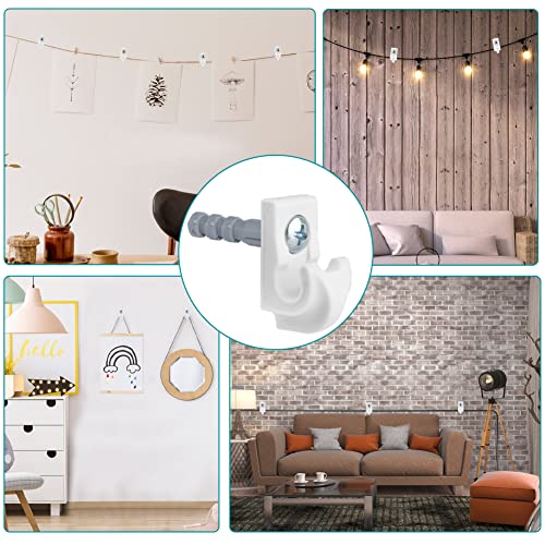 Wire Shelf Loop Clips 24 PCS Plastic Down Wall Clips for Wire Shelving Plastic Wall Closet Shelves Clips Screws and Expansion Tubes Included White