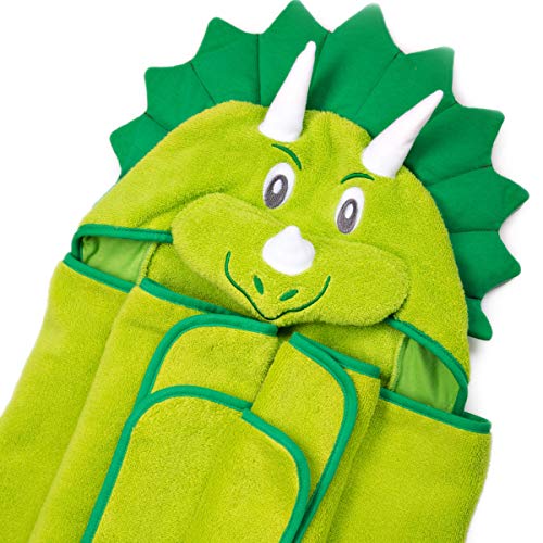 Little Tinkers World Premium Hooded Towel for Kids | Dinosaur Design | Ultra Soft and Extra Large | 100% Cotton Bath Towel with Hood for Girls & Boys