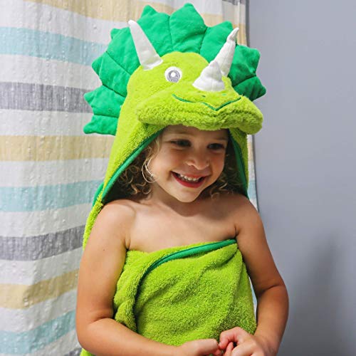 Little Tinkers World Premium Hooded Towel for Kids | Dinosaur Design | Ultra Soft and Extra Large | 100% Cotton Bath Towel with Hood for Girls & Boys