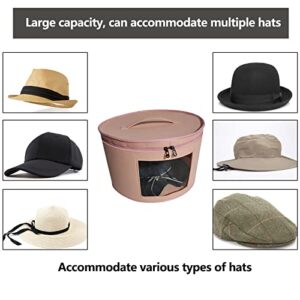 MIGHTYDUTY Portable Hat Storage Box Stackable Foldable Collapsible Large Capacity Hat boxes Round Hat Container with Dust Proof Lid Travel Cap Boxes Felt Stuffed Animal Toy Storage (Middle Pink)