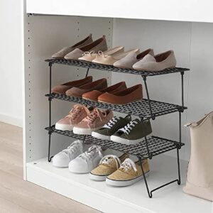 I-K-E-A GREJIG Foldable & Stackable Steel Shoe Rack Mesh Shelf Storage Organizer Stand 22 7/8x10 5/8x6 3/4 inches Black