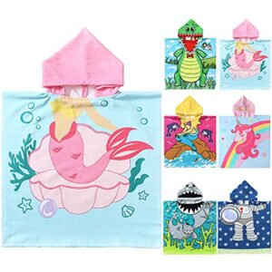 novforth kids beach towel for boys girls, mermaid hooded bath towel wrap, toddler pool towel with hood