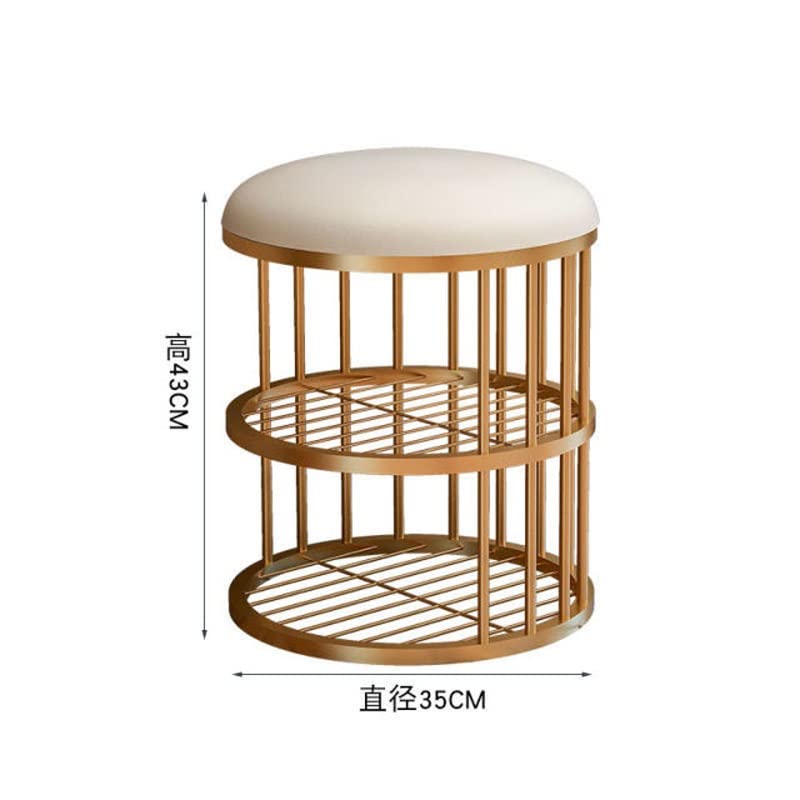 HMGGDD Change Shoes Stool Chair Sofa Round Stool with Metal Shoe Rack Shoe Organizer Shoe-Shelf Furniture Home