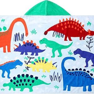 Prozebii Kids Hooded Beach Bath Towel 100% Cotton Super Soft Boys Girls Childrens Toddlers Swimming/Shower/Beach Towel, Oversize Size 50"x30" Dinosaur Pattern