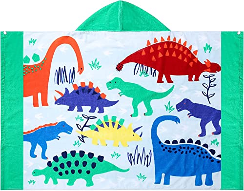 Prozebii Kids Hooded Beach Bath Towel 100% Cotton Super Soft Boys Girls Childrens Toddlers Swimming/Shower/Beach Towel, Oversize Size 50"x30" Dinosaur Pattern