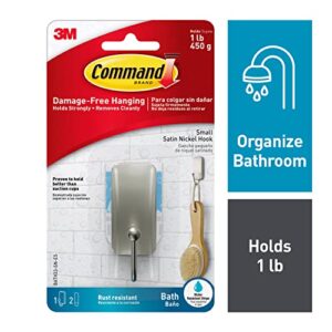 Command BATH33-SN-ES Bath Hooks, 0, Satin Nickel