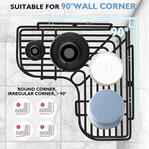 GUOLAIBA Corner Shower Caddy, 2-Pack Adhesive Shower Caddy, Rustproof Stainless Steel Bathroom Shower Organizer, No Drilling Wall Mounted Shower Rack, for Bathroom, Black