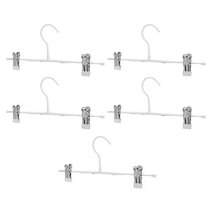 hemoton nonslip hangers 10pcs pant hangers, skirt hangers with clips metal trouser clip hangers for heavy duty ultra thin space saving (white) tie rack hanger