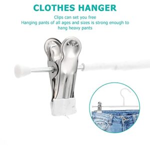 Hemoton Nonslip Hangers 10pcs Pant Hangers, Skirt Hangers with Clips Metal Trouser Clip Hangers for Heavy Duty Ultra Thin Space Saving (White) Tie Rack Hanger