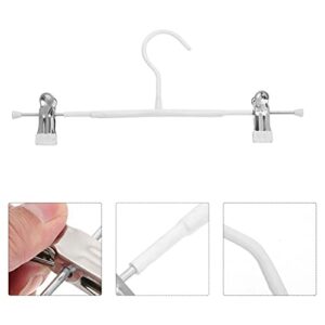 Hemoton Nonslip Hangers 10pcs Pant Hangers, Skirt Hangers with Clips Metal Trouser Clip Hangers for Heavy Duty Ultra Thin Space Saving (White) Tie Rack Hanger