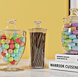 Amazing Abby - Adore - Acrylic Apothecary Jars (3-Piece Set), Plastic Jars with Lids, Bathroom Canisters, Vanity Organizers, Candy Buffet, Wedding Display, BPA-Free and Shatter-Proof